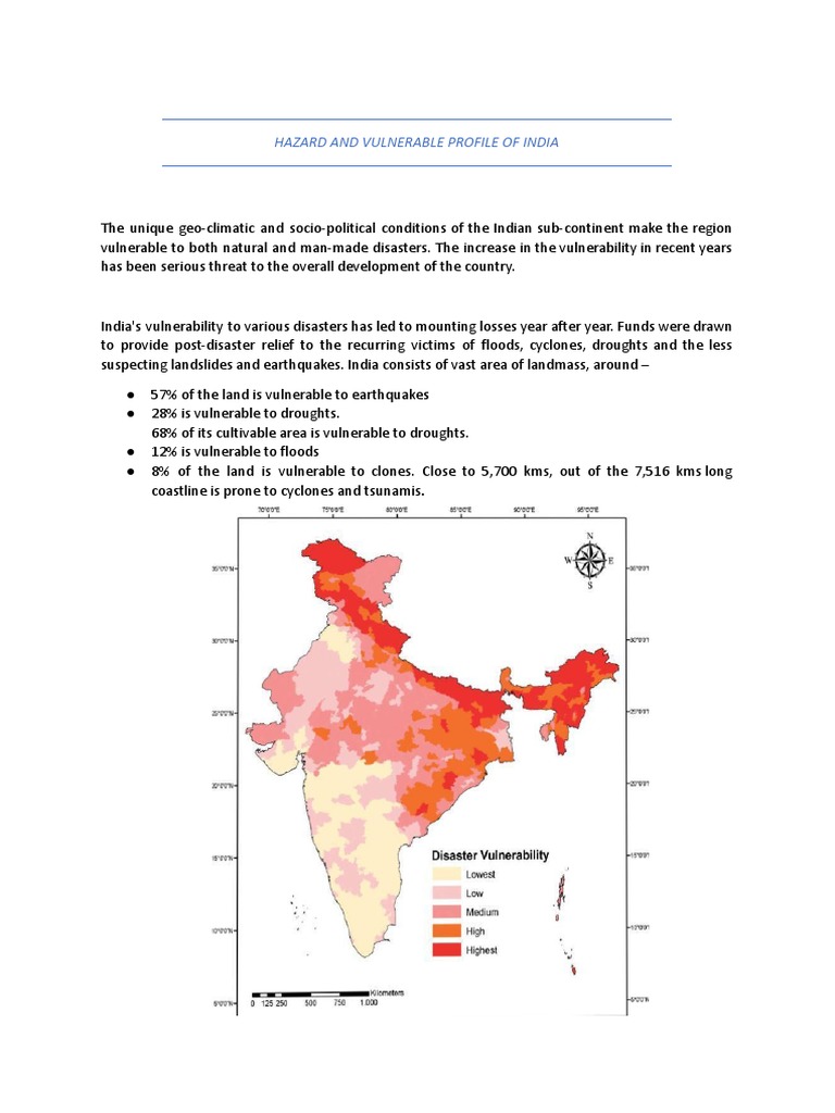 Hazard and Vulnerable Profile of India | PDF | Landslide | Tropical ...
