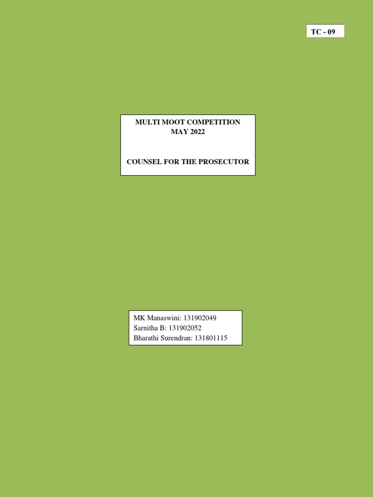 Mega Moot Prosecutor | PDF | International Criminal Court | Prosecutor