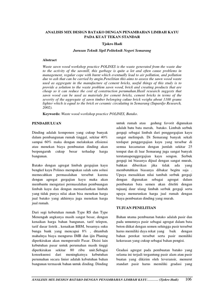 Jurnal Mix Design Batako | PDF