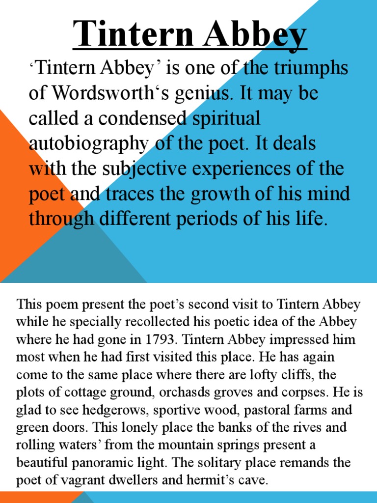 Tintern Abbey Poem | PDF | William Wordsworth