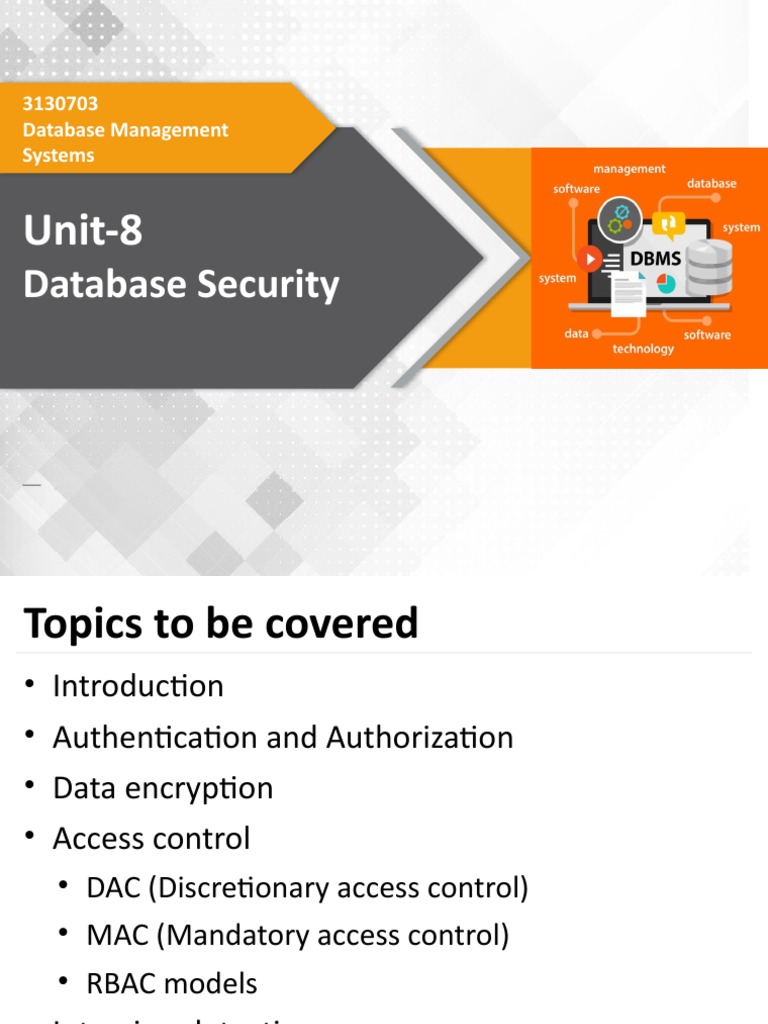 DBMS_Unit-8 | PDF | Encryption | Key (Cryptography)