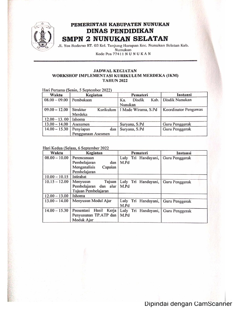 Draf Jadwal IKM | PDF