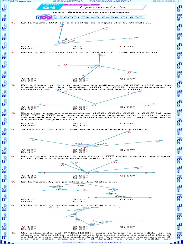 Geom y Trigo (Semana 01 Ciclo 2022 II) | PDF | Geometría triangular | Geometría del plano euclidiano