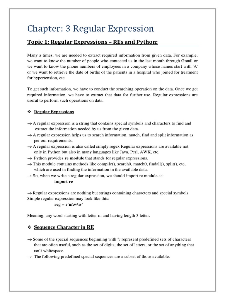 Unit-3 - Regular Expression | PDF | Language Arts & Discipline