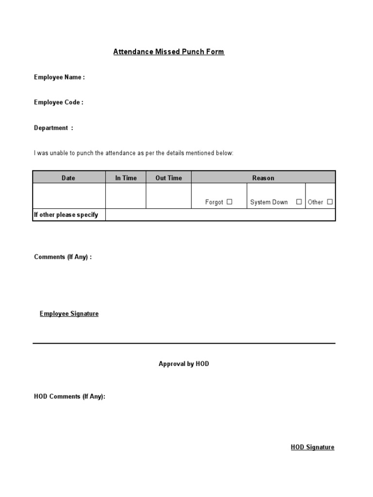 Missed Punch Form | PDF