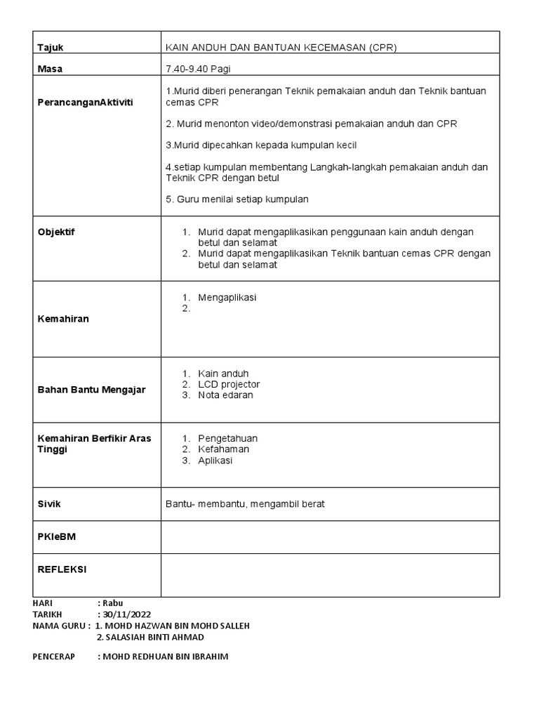 RPH Pencerapan Isppk Koko 2022 | PDF