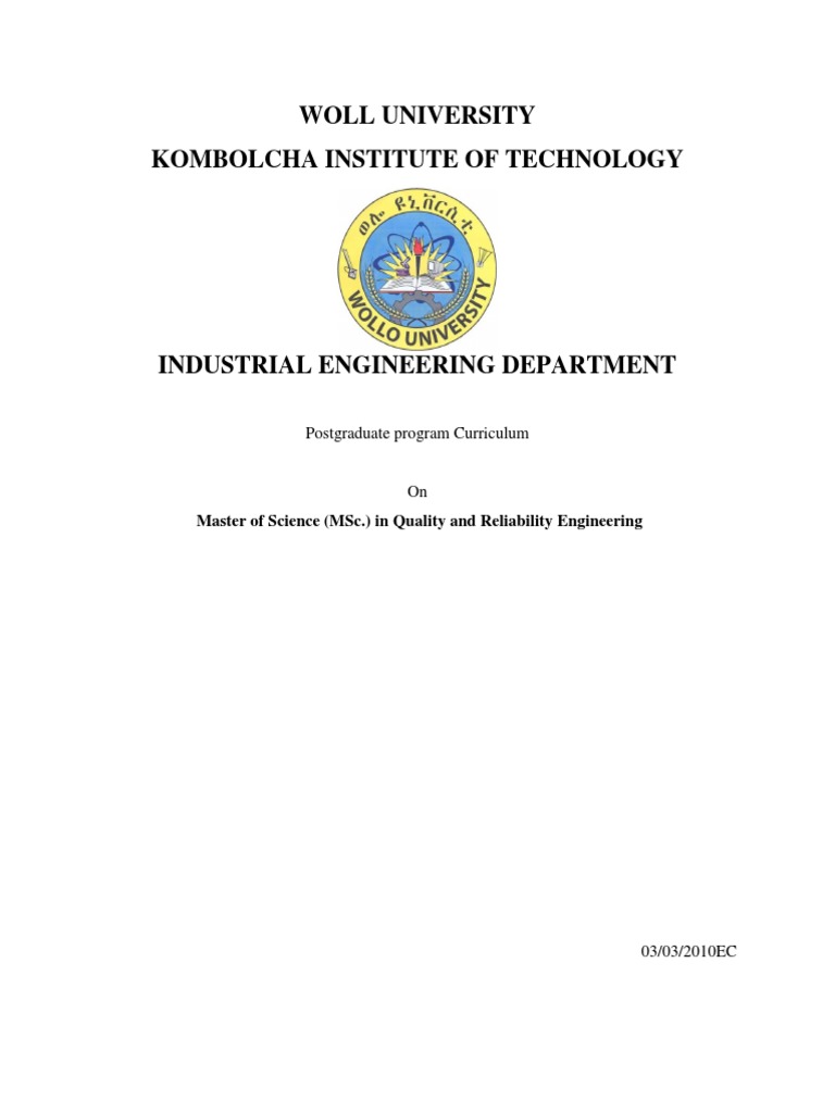 MSC - in Industrial Engineering Curriculum | PDF | Reliability ...