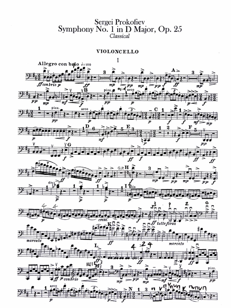 Prokofiev Symphony No.1 in D Major Cello | PDF