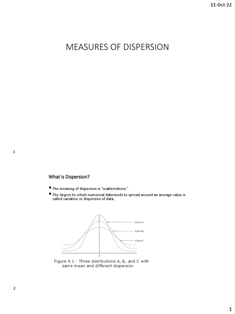 Measures Of Dispersion Pdf Coefficient Of Variation Skewness