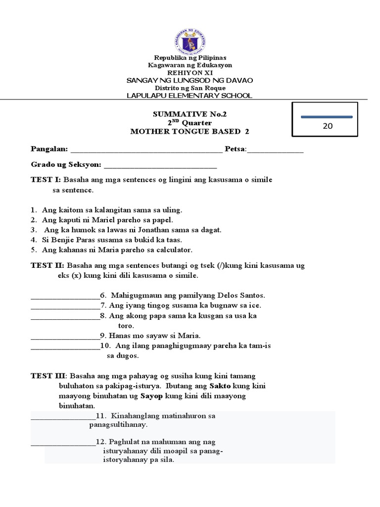 2nd Q MTB 2 Sum. No 2 | PDF