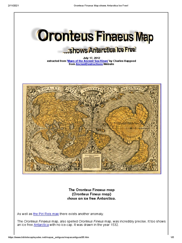 Oronteus Finaeus Map Shows Antarctica Ice Free! | PDF | Antarctica | Map