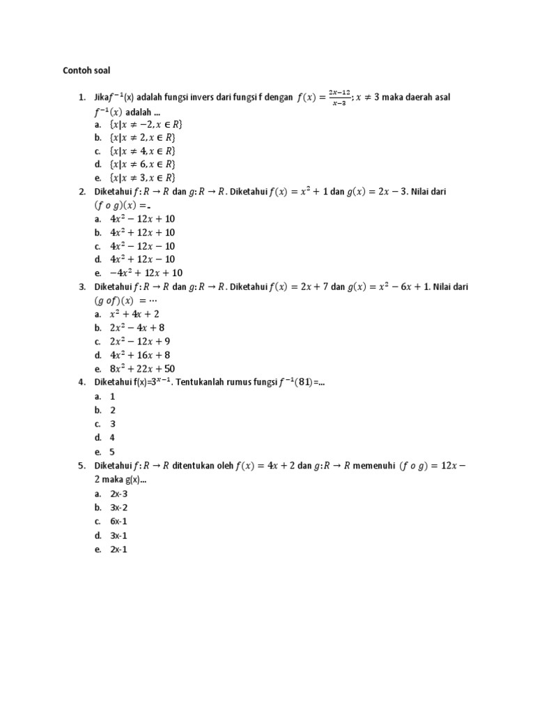 Contoh Soal Komposisi Fungsi | PDF