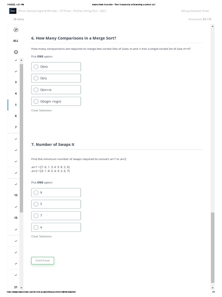 HackerRank Question - Time Complexity of Searching A Linked List | PDF HackerRank Question - Time Complexity of Searching A Linked List | PDF