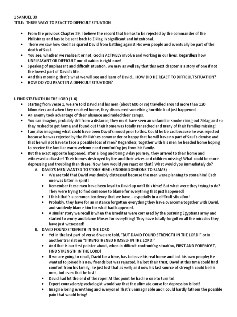 1 Samuel 30 | PDF | David | Prayer