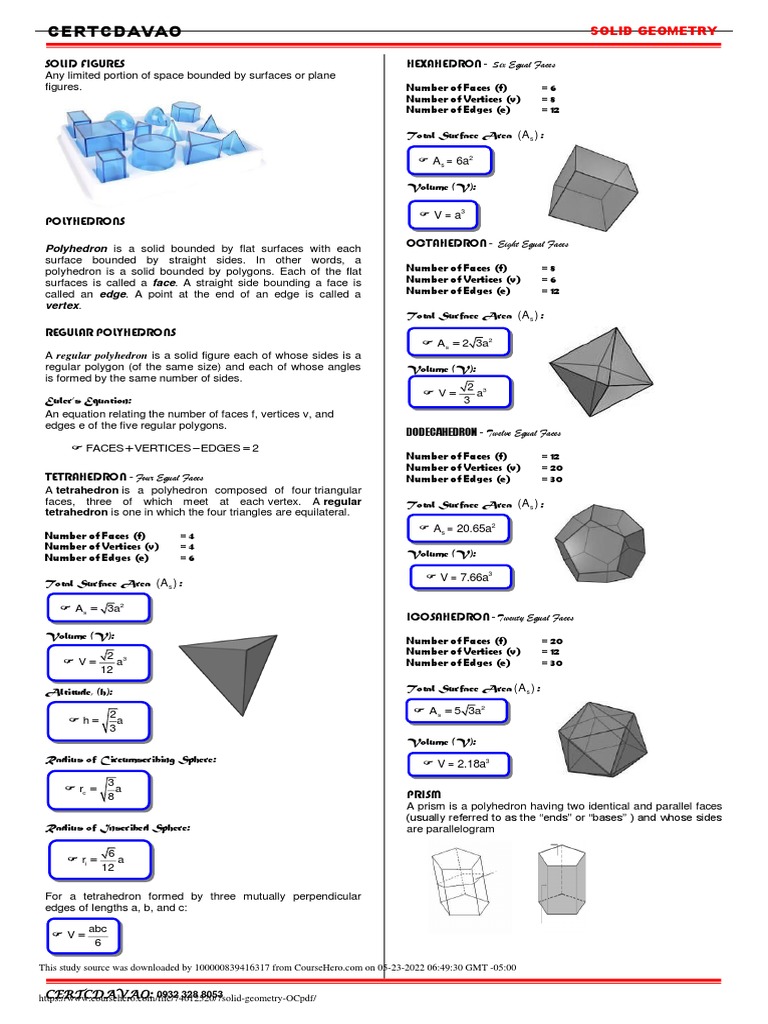 7solid Geometry OC PDF | PDF | Sphere | Volume