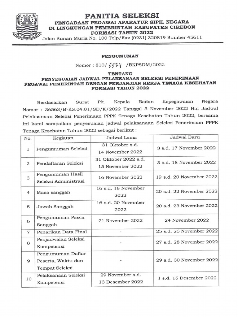 6 Penyesuaian Jadwal Pelaksanaan Seleksi Pppk Nakes Pdf