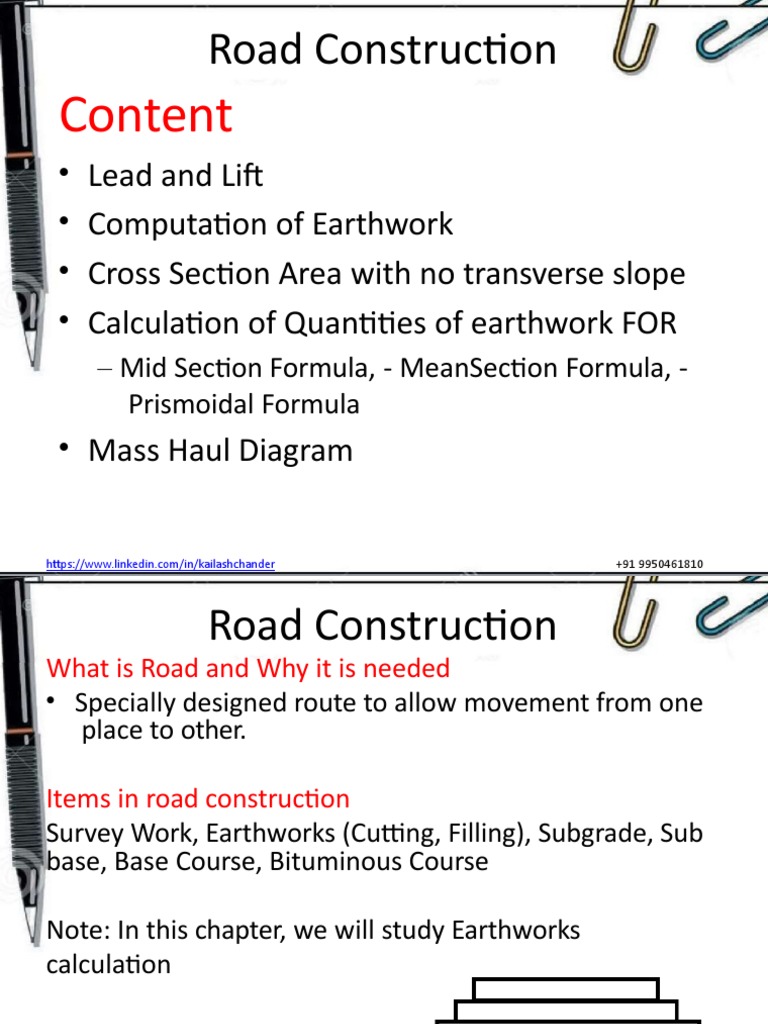 Road Construction Earthwork Guide | PDF | Area | Road