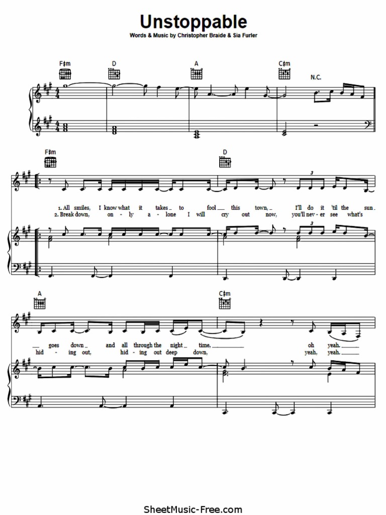 Unstoppable Sheet Music Sia | PDF