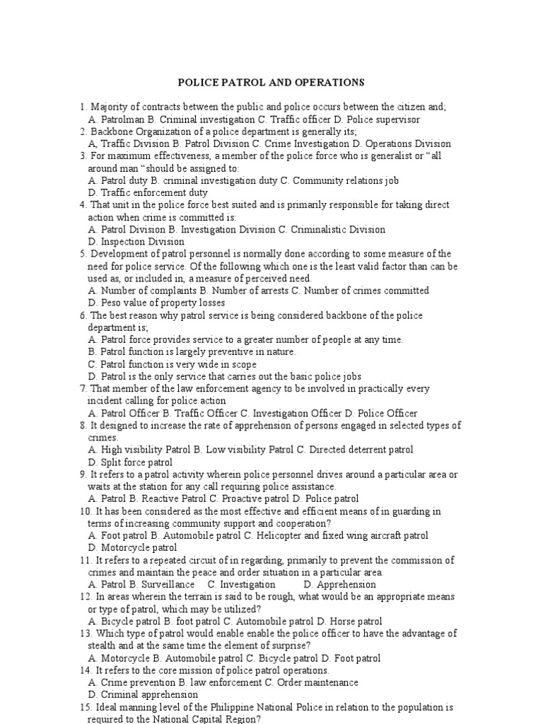 Types and Strategies of Police Patrol | PDF | Police Officer | Police