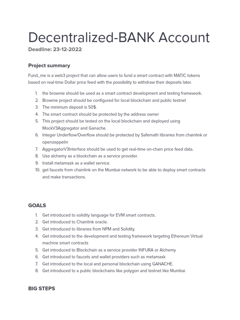 Project Decentralized Bank Account | PDF | Information Technology Management | Internet Of Things
