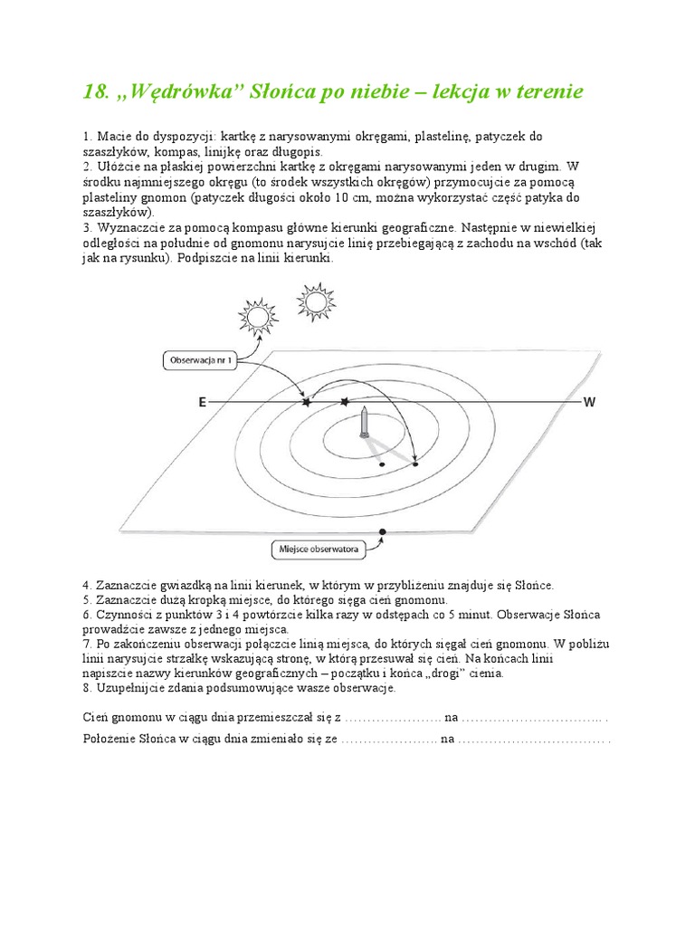 18 Wedrowka Slonca Po Niebie Lekcja W Terenie | PDF