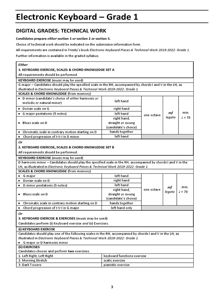 Grade 1 Electronic Keyboard Technical Work | PDF | Scale (Music ...