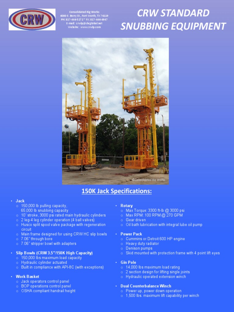 CRW Snubbing Equipment Brochure | PDF | Engines | Mechanical Engineering