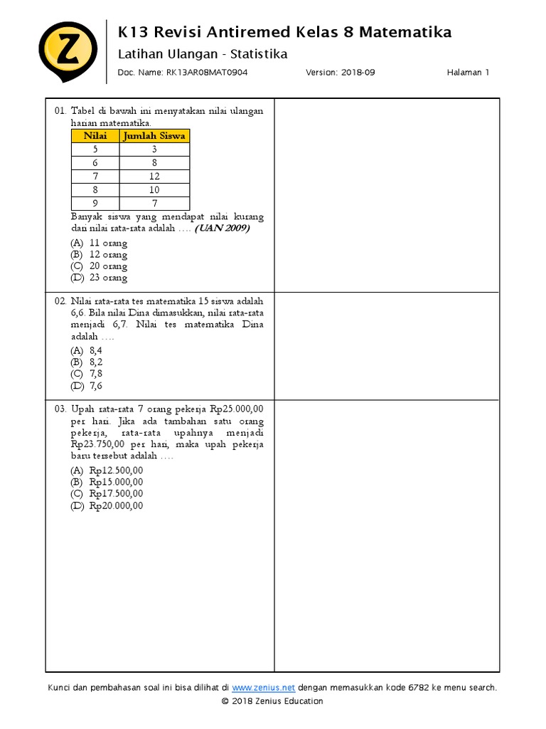 Latihan Bab Statistika | PDF | Sains & Matematika | Teknologi & Rekayasa