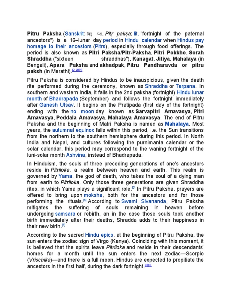 Understanding Pitru Paksha Rituals | PDF