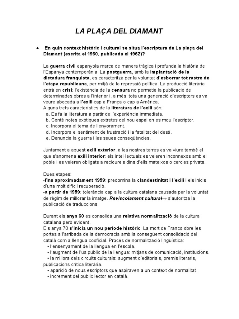 LA PLAÇA DEL DIAMANT | PDF