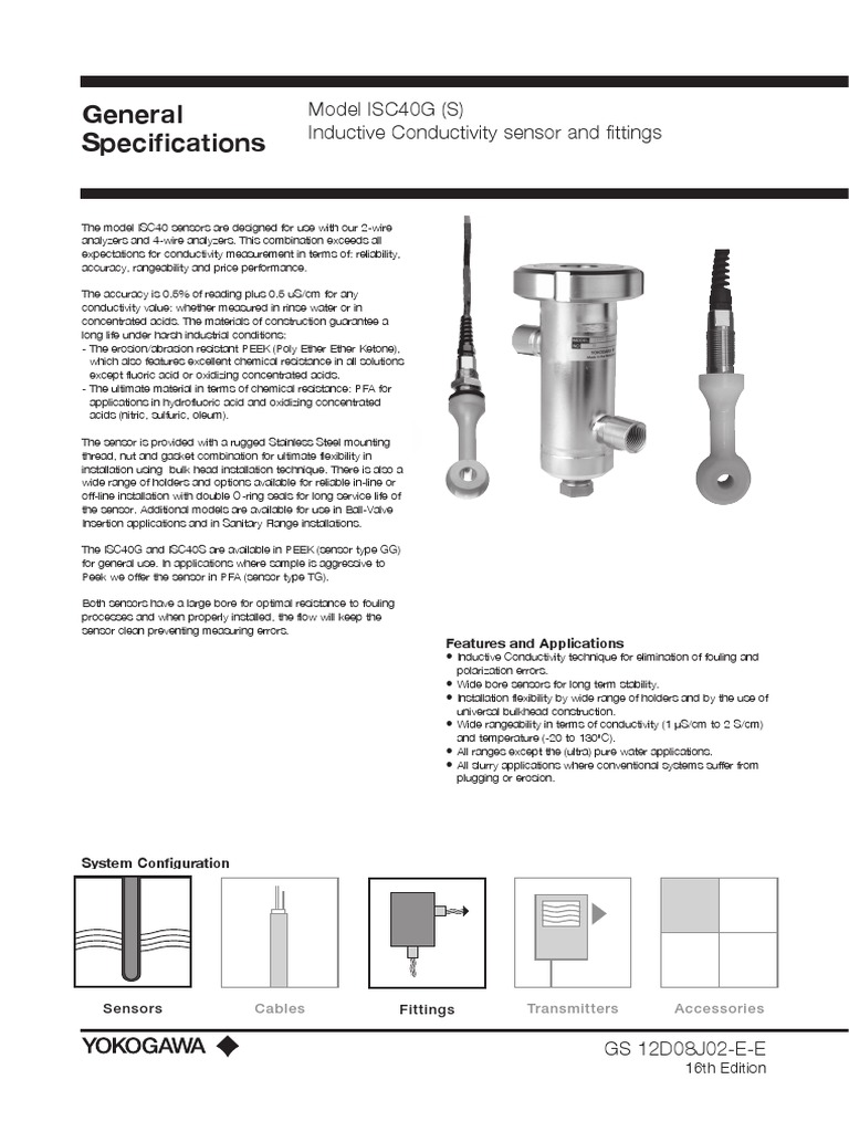 Conductivity Yokogawa SC Sensor | PDF | Pipe (Fluid Conveyance ...