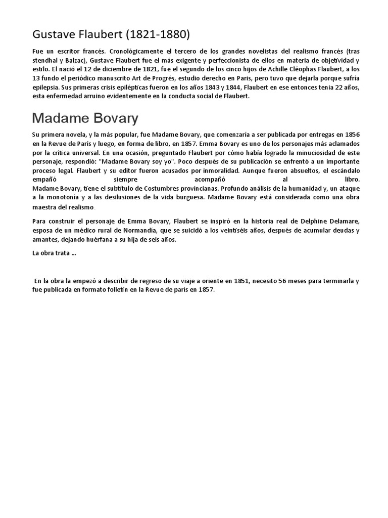 Gustave Flaubert y Madame Bovary | PDF | Poesía | Clásicos
