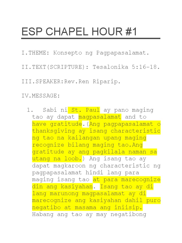 ESP CHAPEL HOUR (Hannah) | PDF