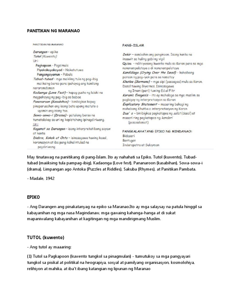 Panitikan NG Maranao | PDF