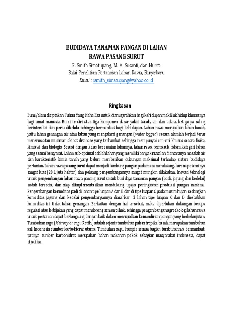 Budidaya Tanaman Pangan Di Lahan Sagu | PDF