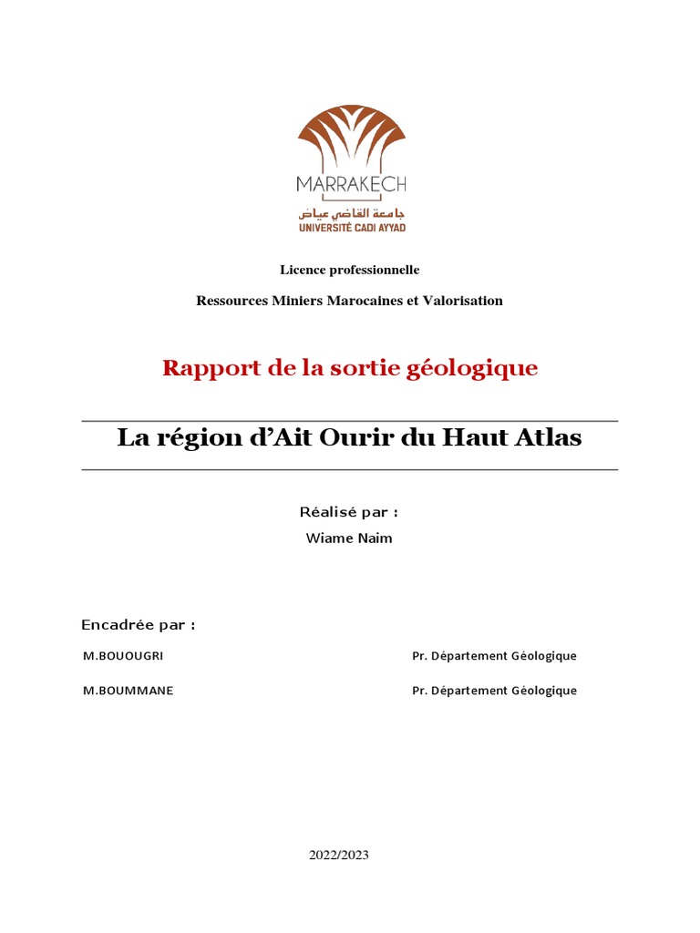 Rapport de sortie géologique à Ait Ourir | PDF | Gypse | Roche sédimentaire