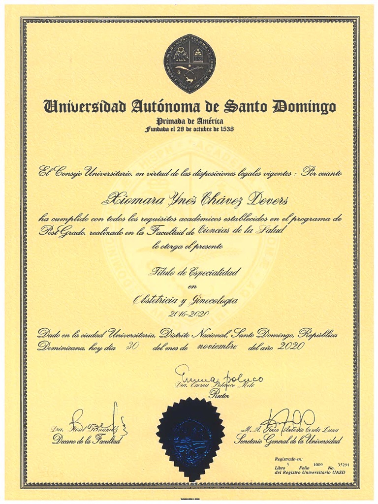 Título Uasd Obgyn Xy | PDF