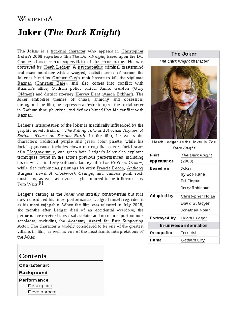 Joker (The Dark Knight) | PDF | Mystery, Thriller & Crime Fiction
