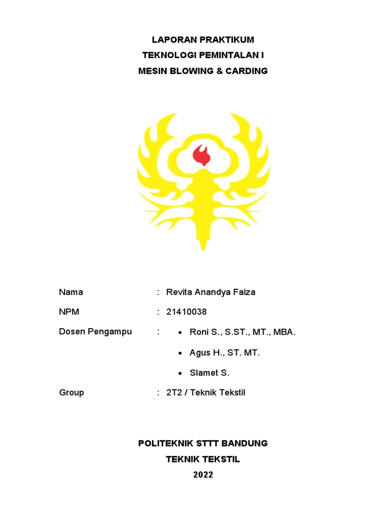 Laporan Pemintalan 1 Blowing Carding | PDF
