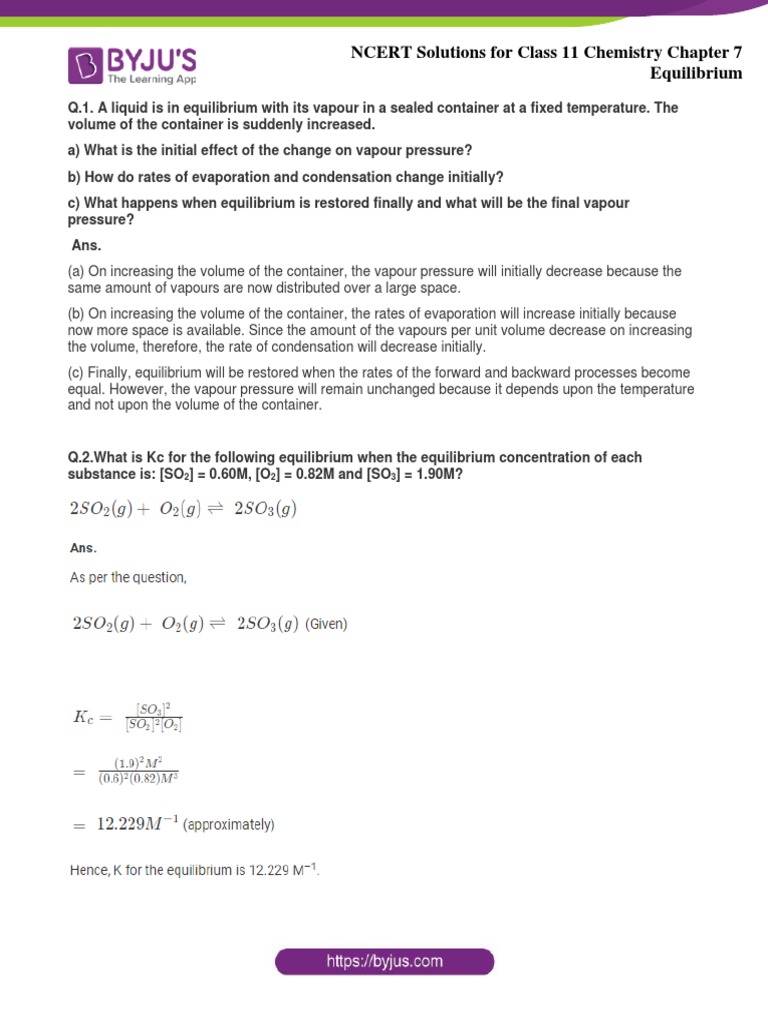 Chapter-7 Equilibrium | PDF | Chemical Equilibrium | Acid Dissociation Constant