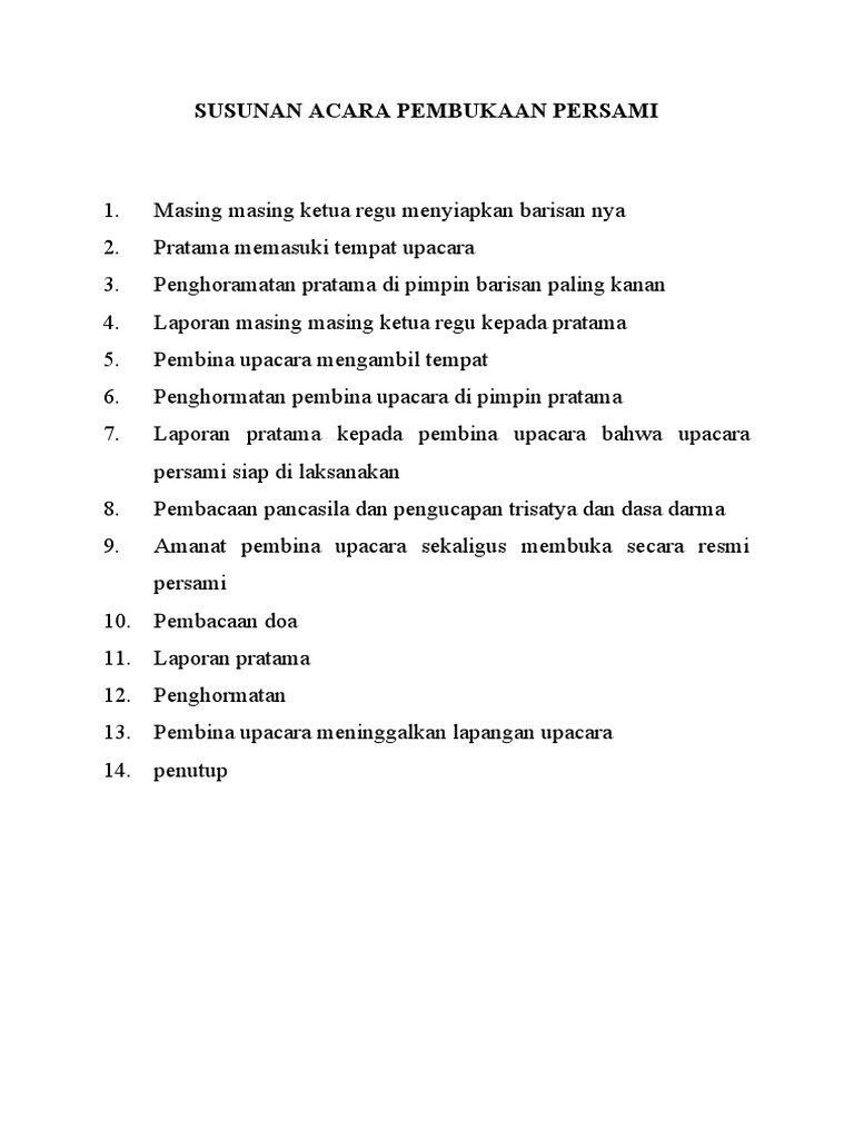 Susunan Acara Pembukaan Persami | PDF