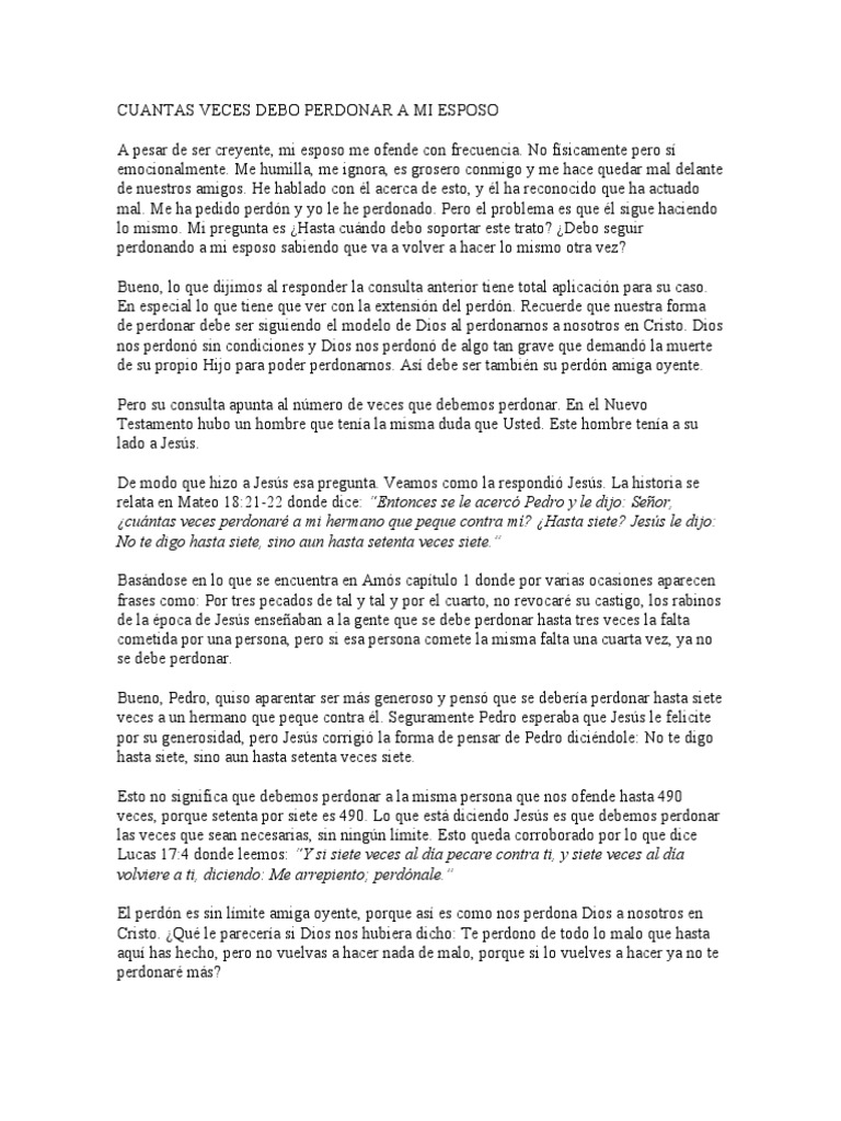 Cuantas Veces Debo Perdonar A Mi Esposo | PDF | Perdón | Jesús