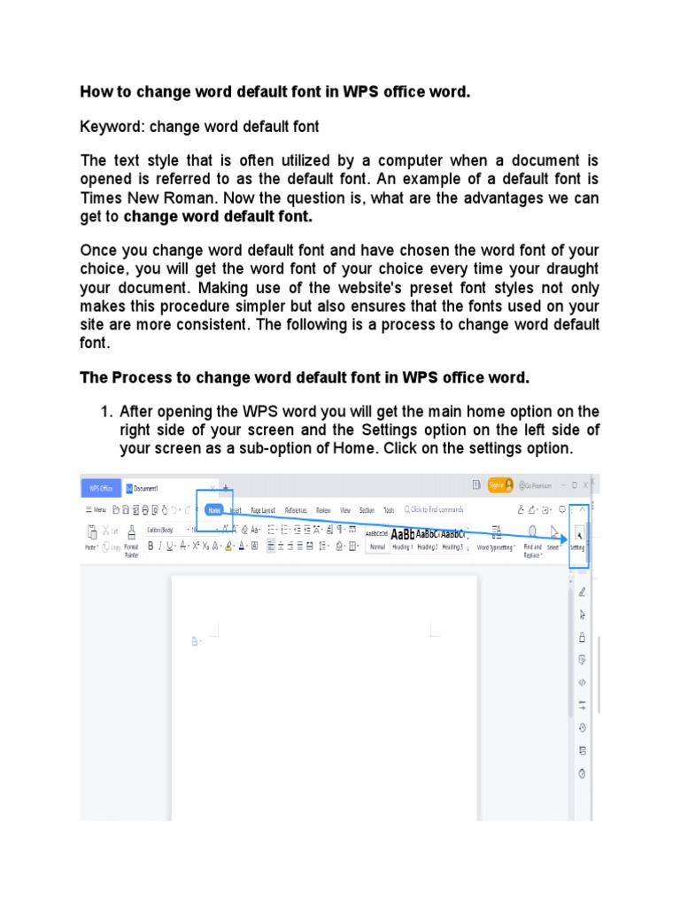 How To Change Word Default Font in WPS Office Word | PDF | Default (Computer Science) | Software ...