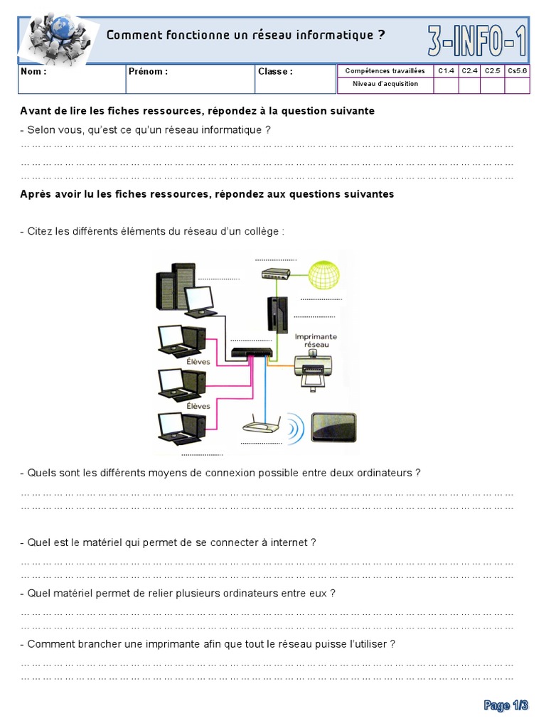 Évaluation des Réseaux Informatiques 5ème | PDF | Matériel informatique ...