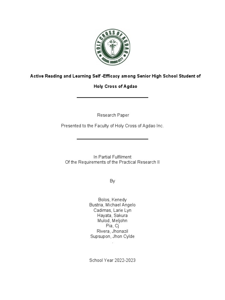 HUMSS-1-RESEARCH (1) (1) | PDF | Self Efficacy | Reading Comprehension