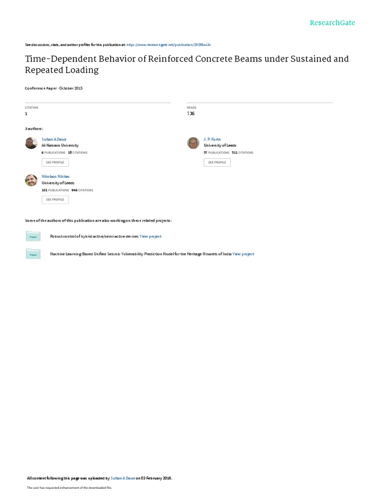 Time Dependent Behavior of Reinforced Concrete Beams Under Sustained ...