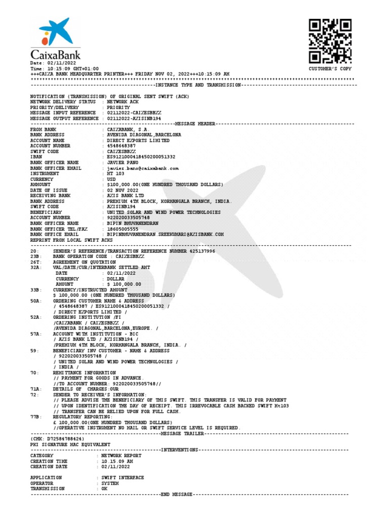 MT103 | PDF | Service Industries | Financial Technology