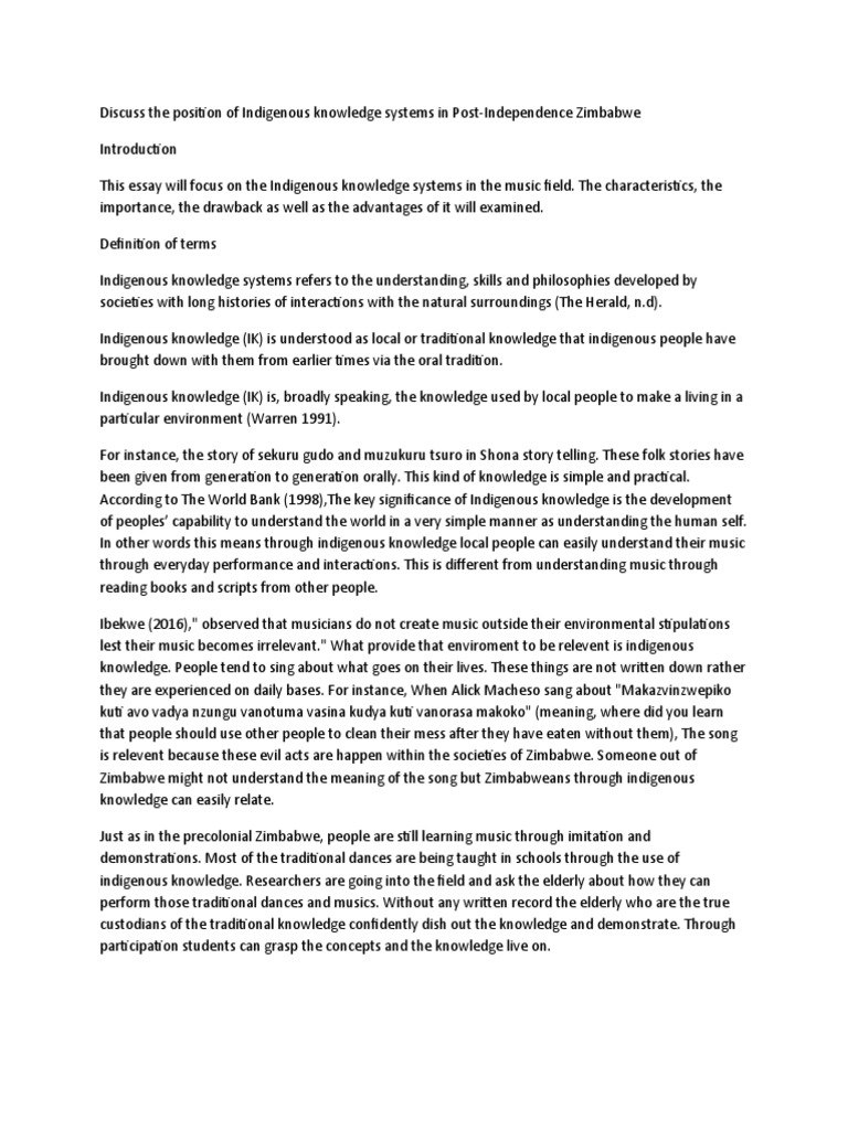 Indigenous Knowledge Systems in Zimbabwean Music: Characteristics ...