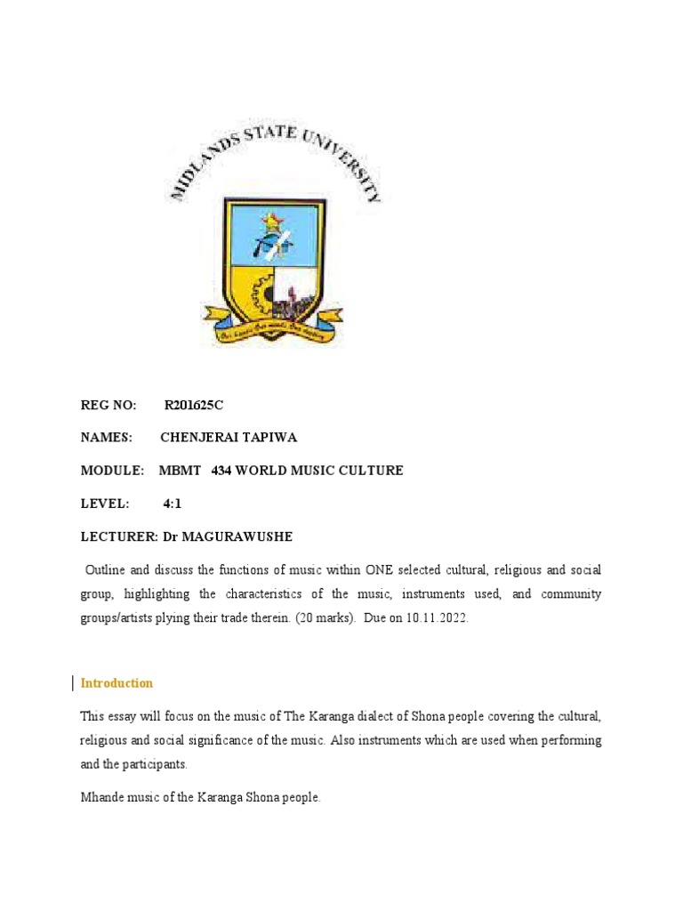 Music of the Karanga Shona People | PDF | Performing Arts