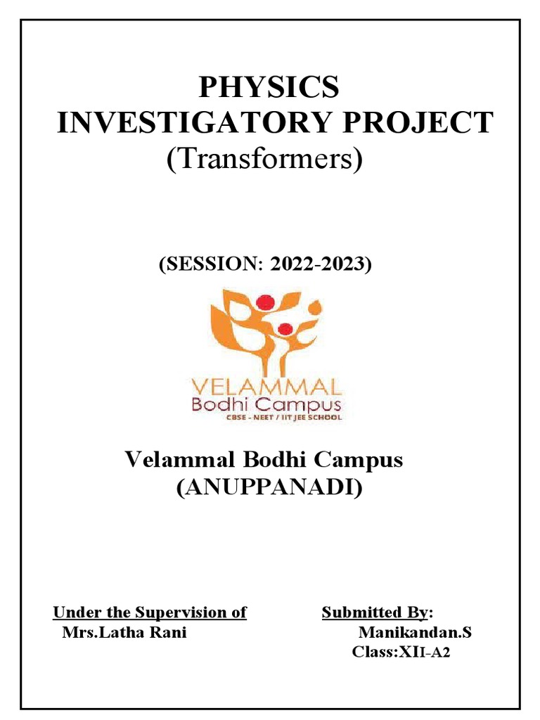 Physics Investigatory Project | PDF | Transformer | Inductor